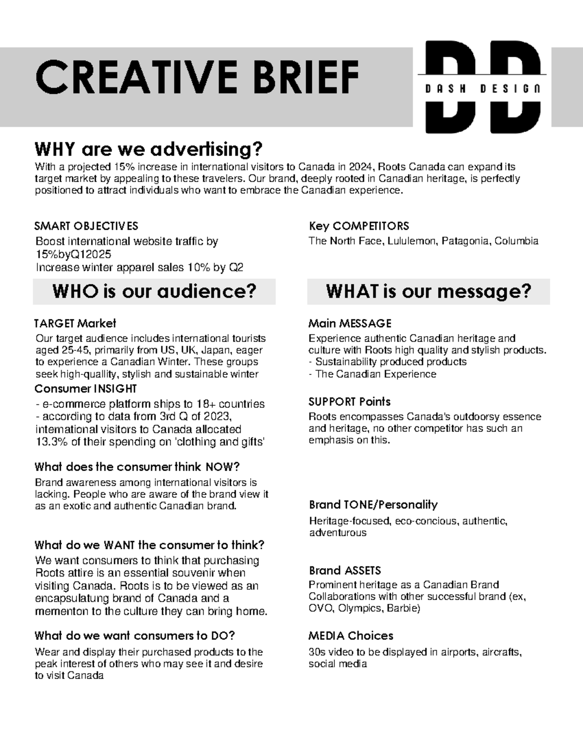 Roots Creative Brief 9 - Commerce 4Mh3 - CREATIVE BRIEF WHY are we ...