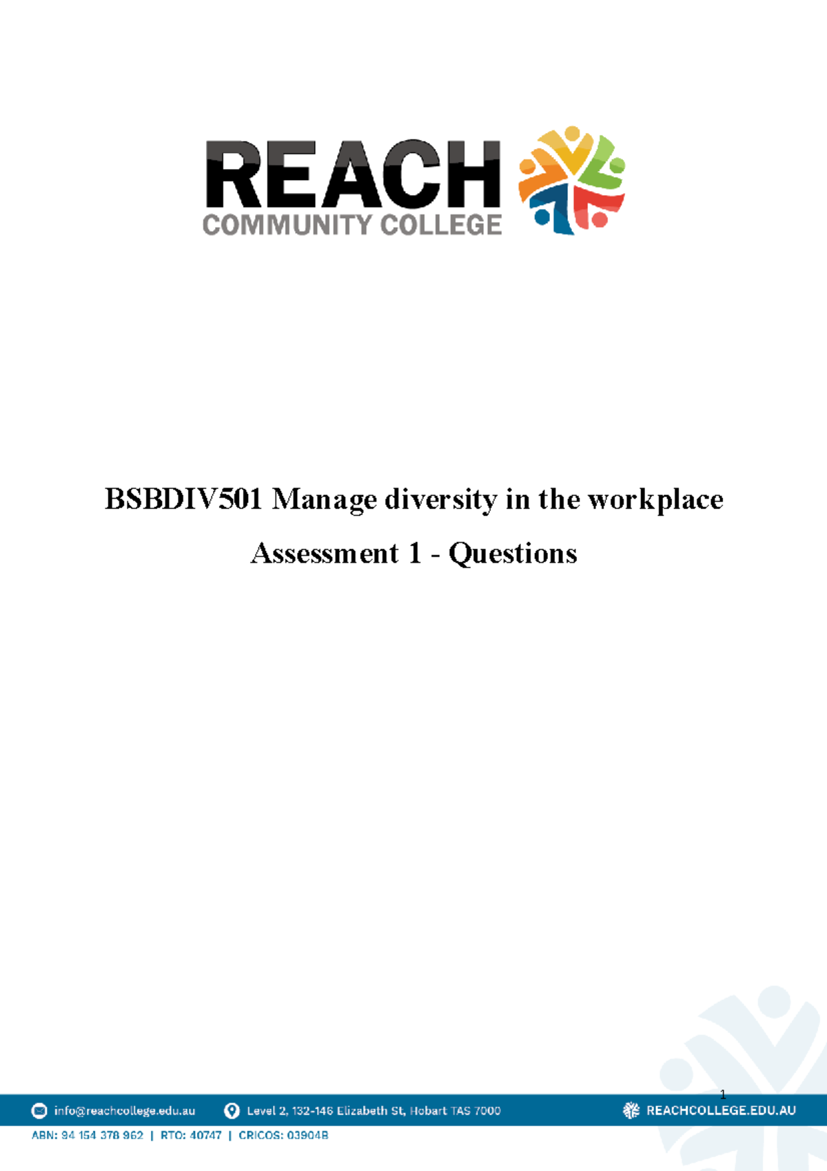 Bsbdiv 501 Assessment 1 student - BSBDIV501 Manage diversity in the workplace Assessment 1 ...