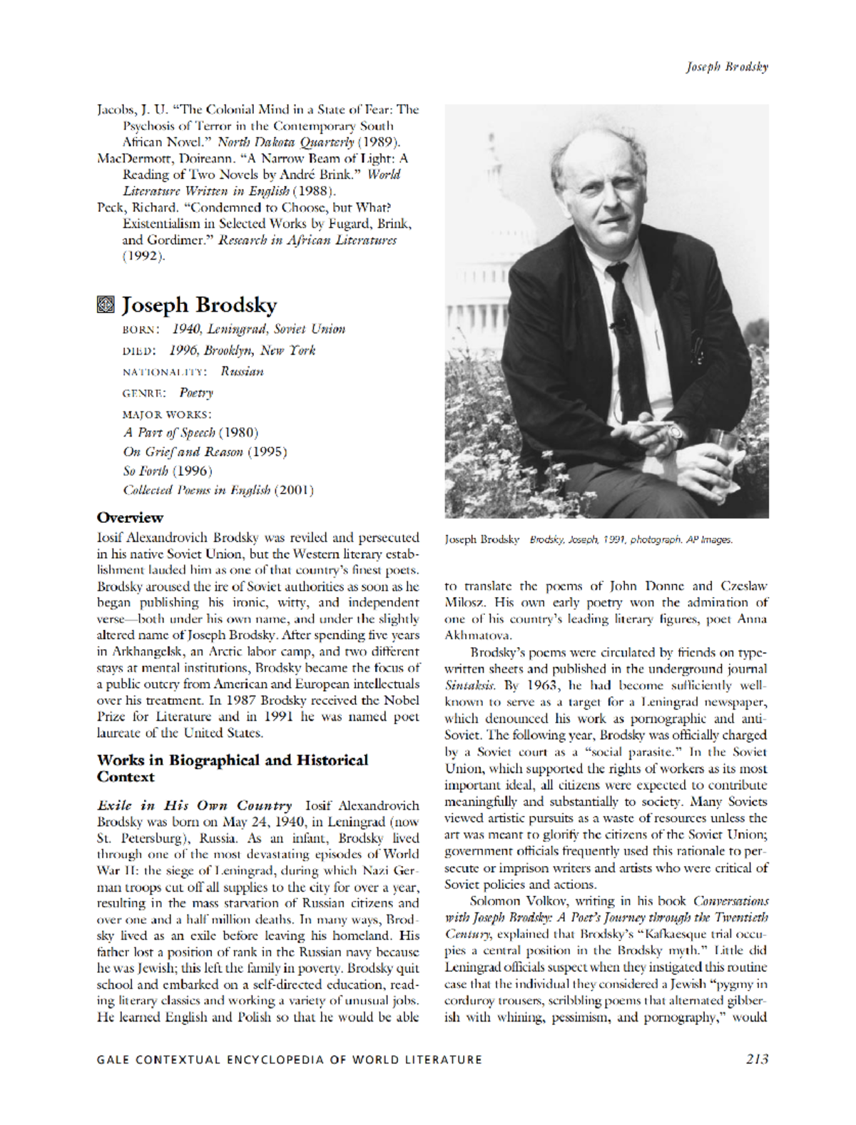 Gale Contextual Encyclopedia of World Literature A C Vol 1 2009 162 ...