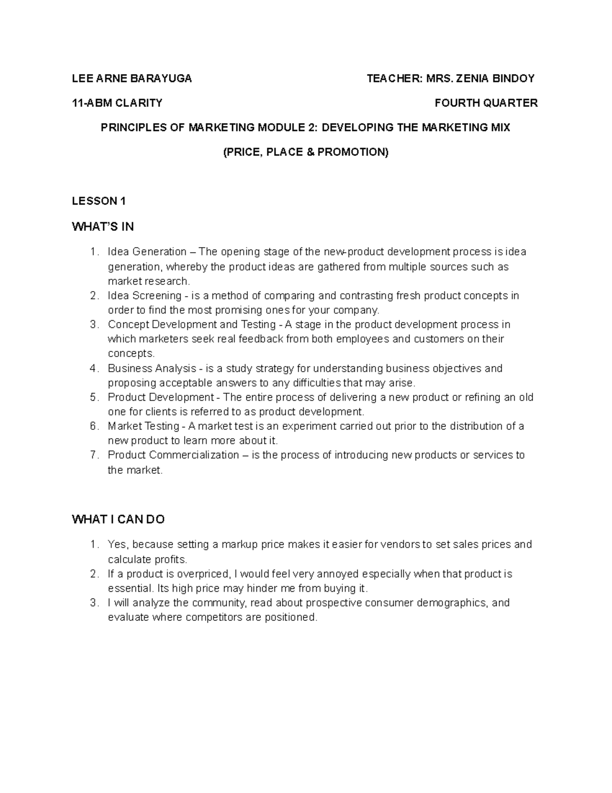 Principles OF Marketing Module 2 Developing THE Marketing MIX ( Price ...
