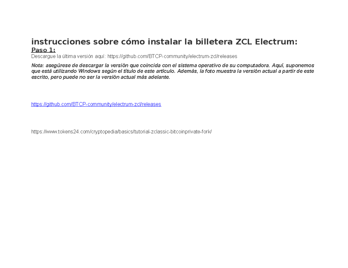 Instrucciones sobre cómo instalar la billetera ZCL Electrum - instrucciones sobre cómo instalar ...