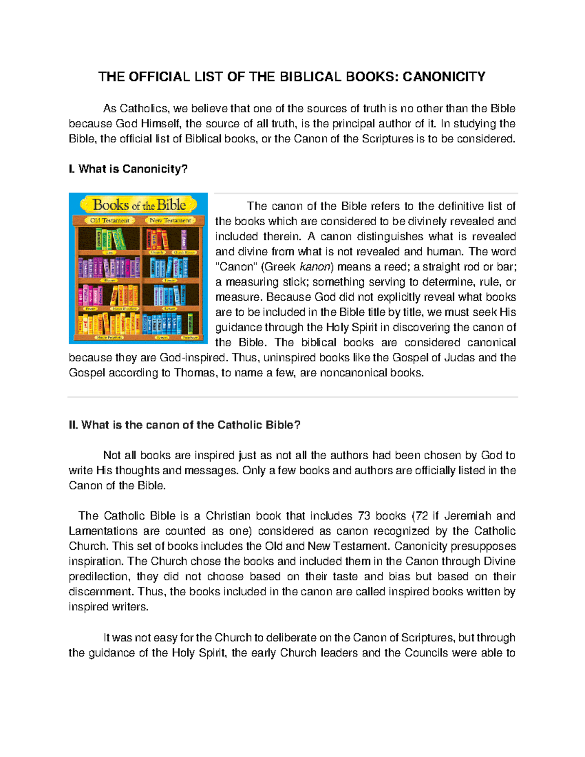 2 THE Official LIST OF THE Biblical Books - THE OFFICIAL LIST OF THE ...