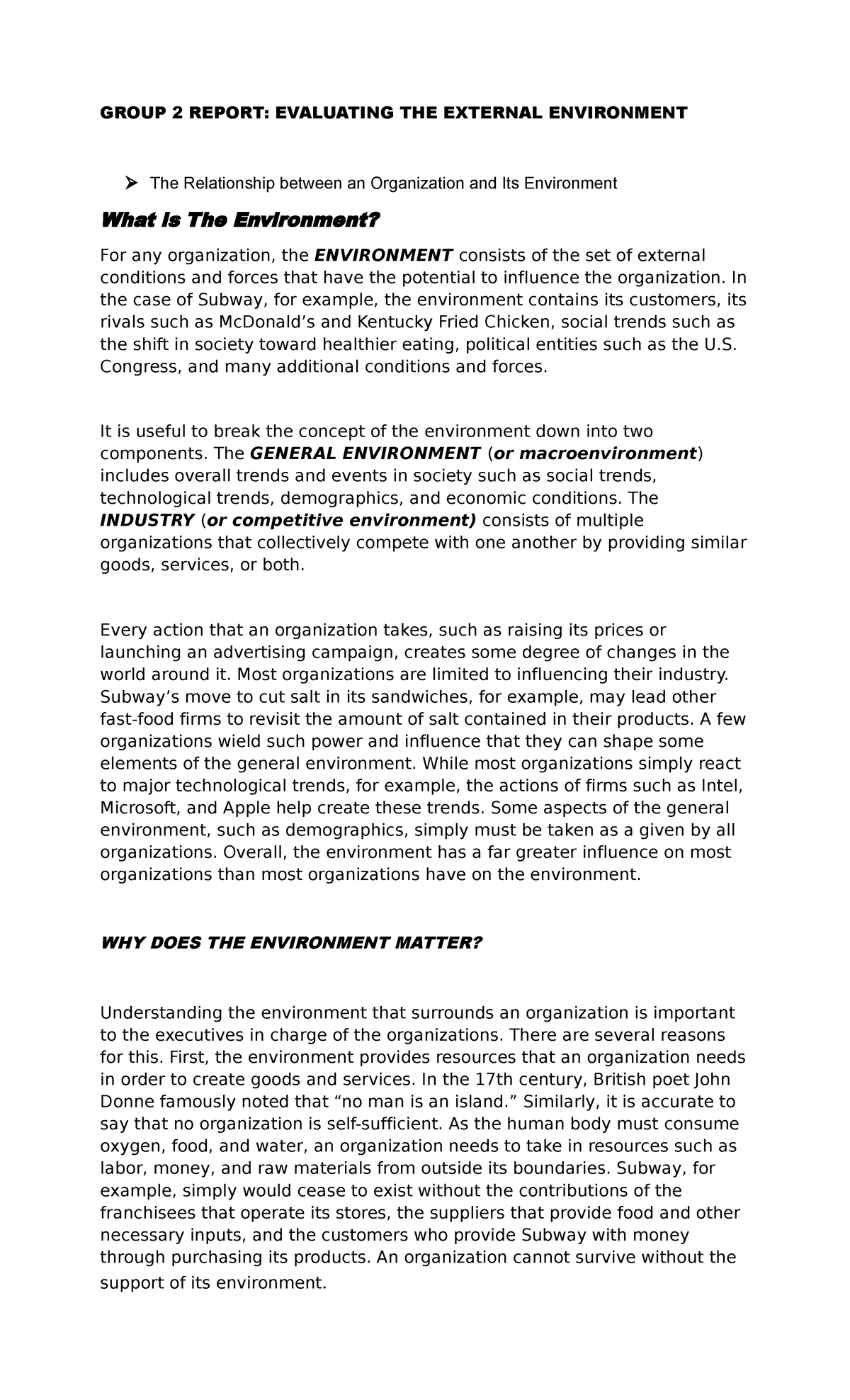 Group-2- Report - Strategic - GROUP 2 REPORT: EVALUATING THE EXTERNAL ...