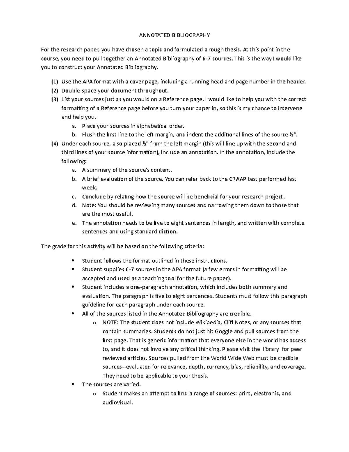 Annotated bibliography - ANNOTATED BIBLIOGRAPHY For the research paper ...