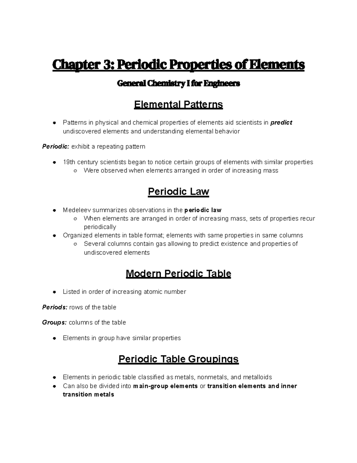 Chapter 3 Periodic Properties of Elements - Chapter 3: Periodic ...