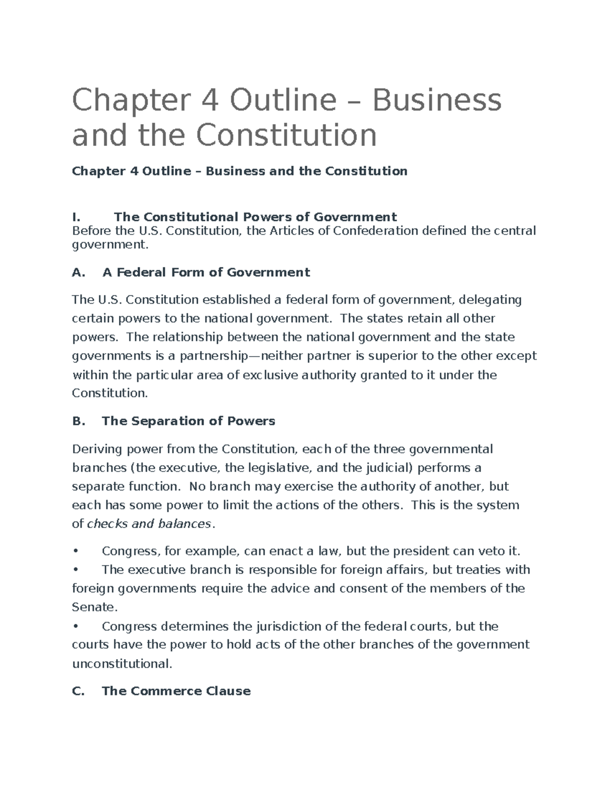 Chapter 4 Outline – Business and the Constitution - Chapter 4 Outline ...