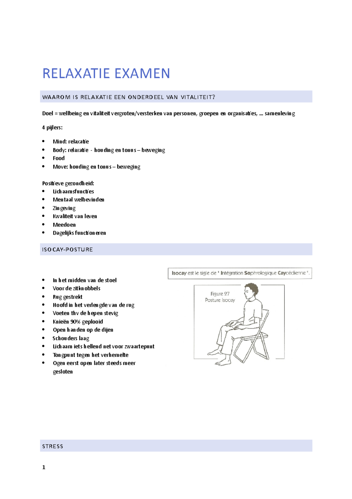 Relaxatie examen samenvatting - RELAXATIE EXAMEN WAAROM IS RELAXATIE ...