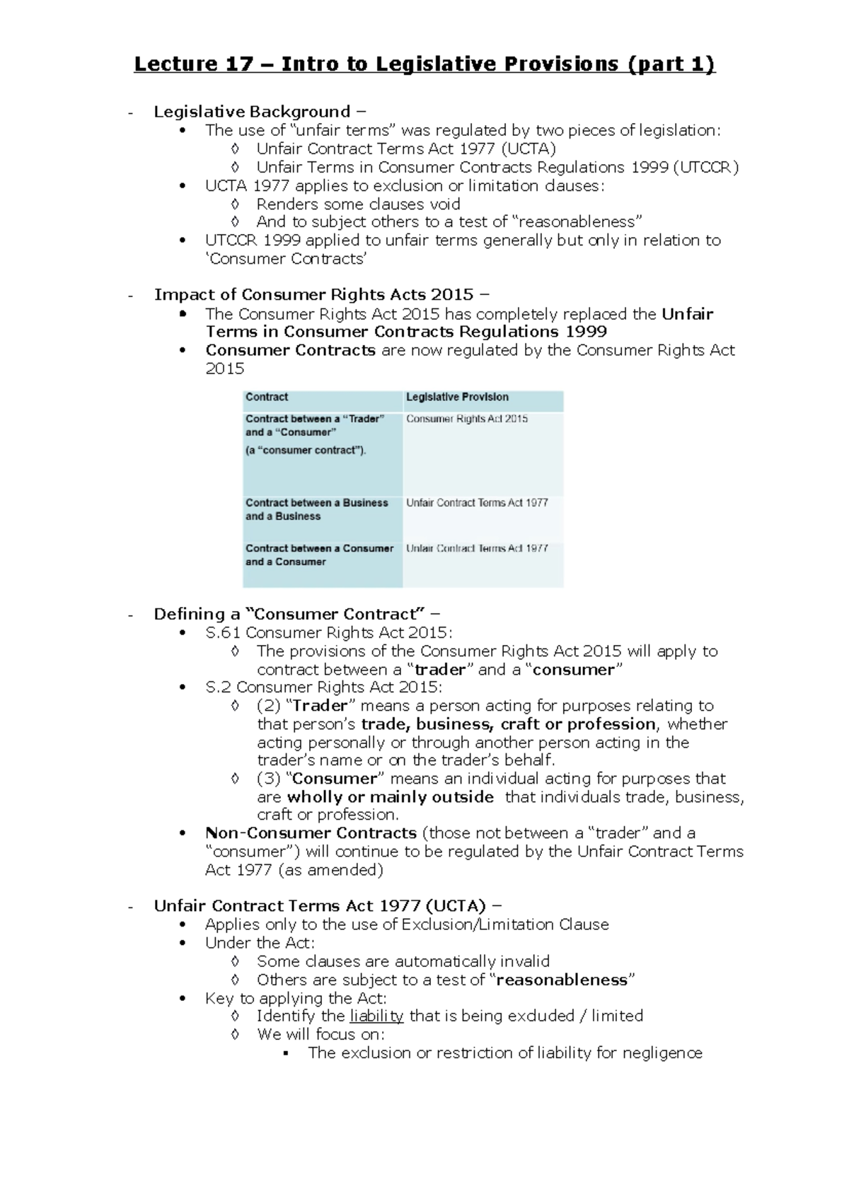 Lecture 17 - Legislative Provisions 1 - Lecture 17 – Intro to ...