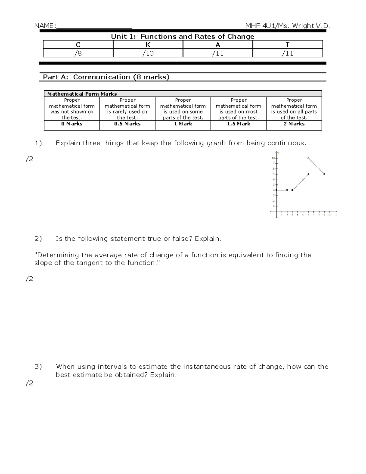 Unit 1 - Test Quad 1 2021 V - NAME:__________________ MHF 4U1/Ms ...