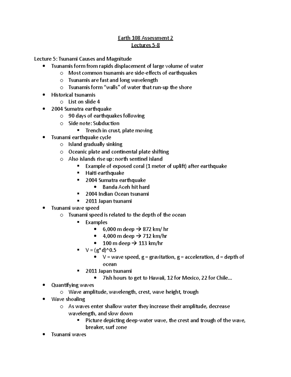 Earth 108 Assessment 2 - Earth 108 Assessment 2 Lectures Lecture 5 ...