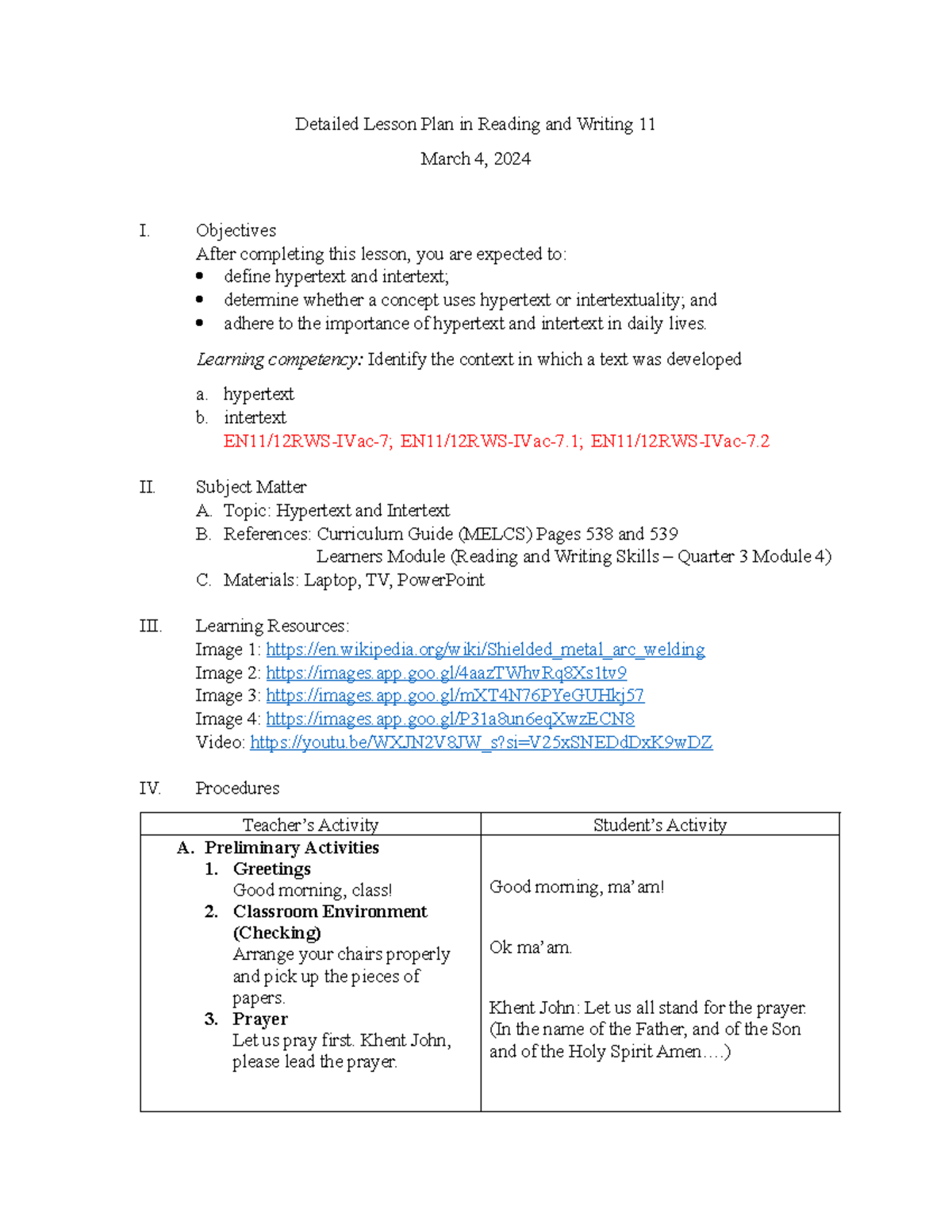 RWS-LP- Module 4 - This is an example of lesson plans I made ...