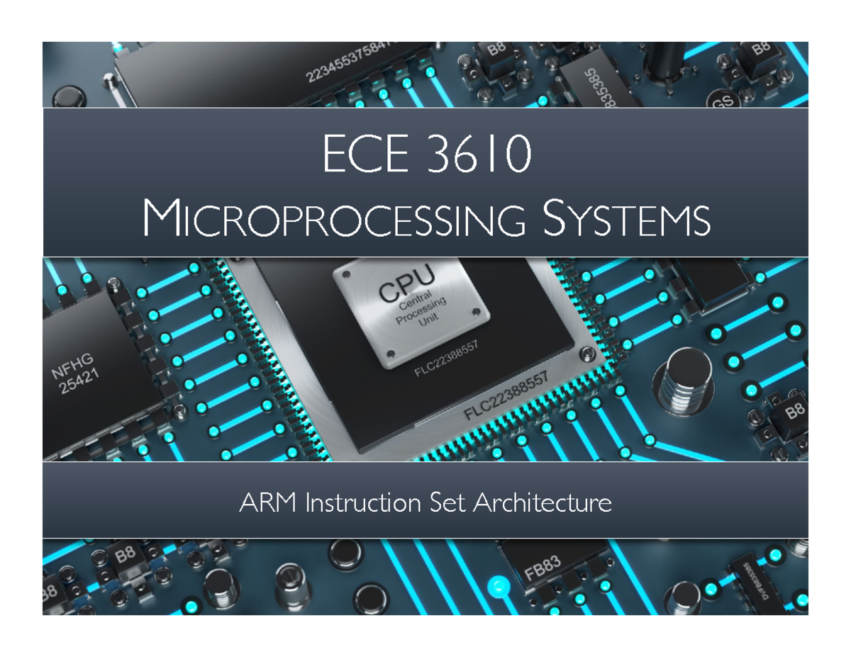 Lecture 7 Arm Instruction Set Ece 3610 Microprocessing Systems Arm Instruction Set