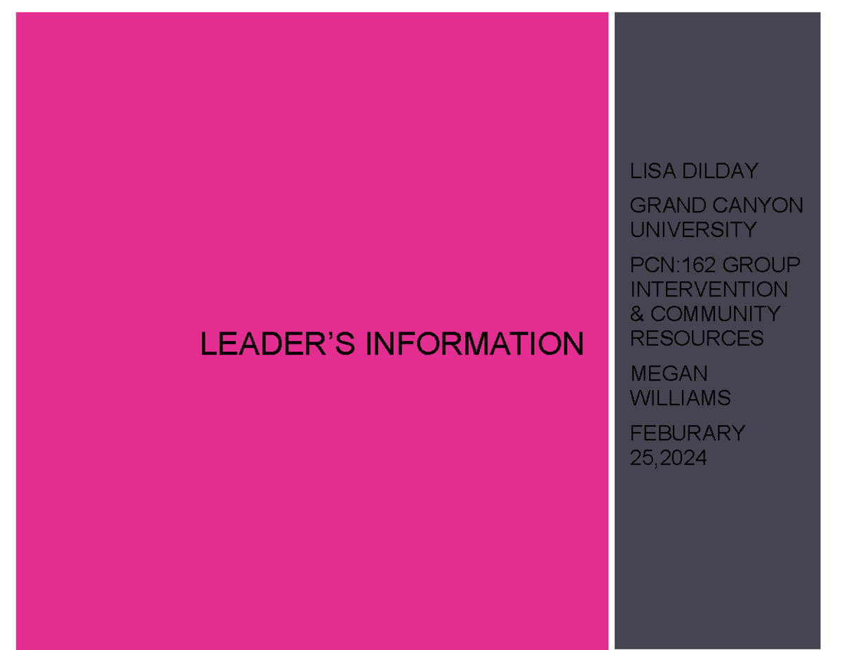 Group leaders INFO - Got an A, she loved it!!! - LISA DILDAY GRAND ...
