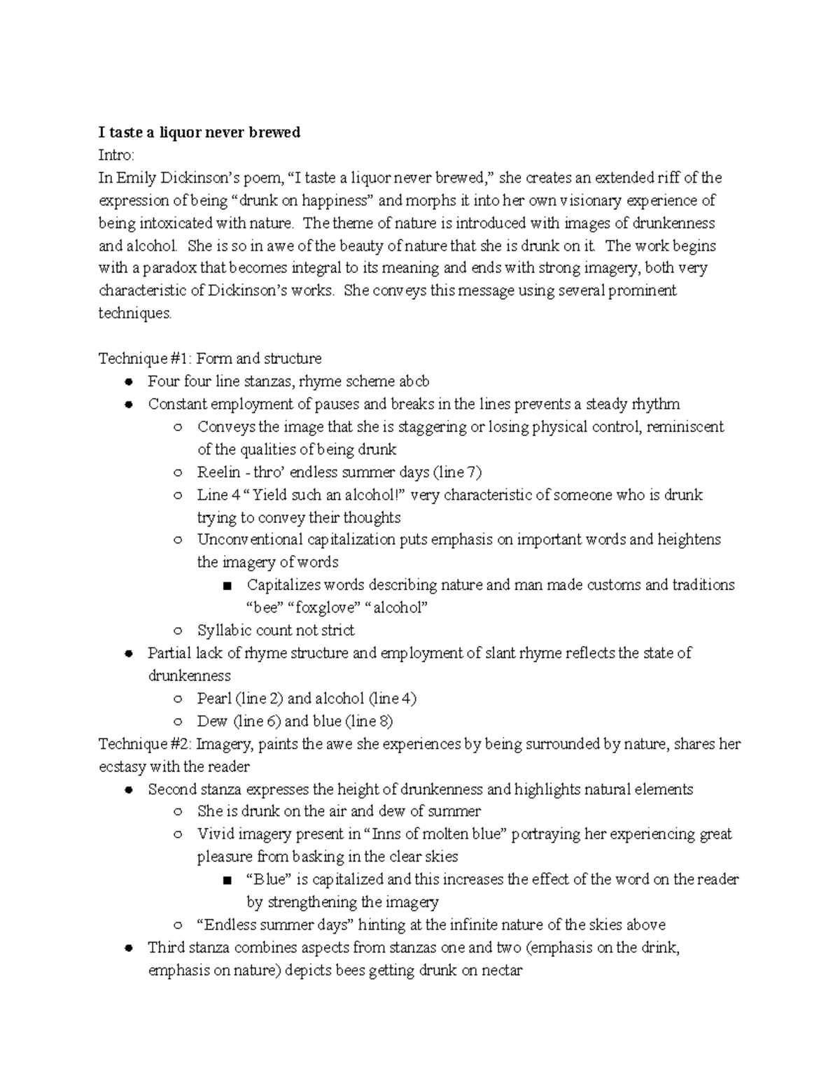 I taste a liquor never brewed - I taste a liquor never brewed Intro: In ...