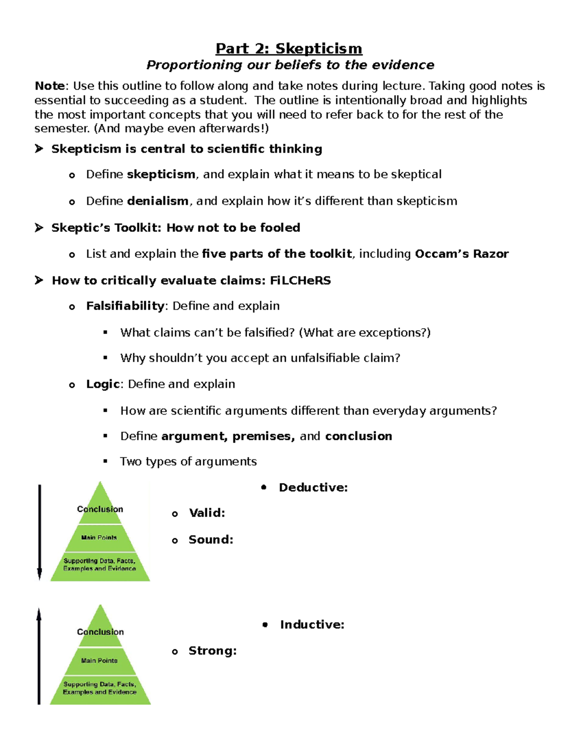 2 Skepticism Student Notes - Part 2: Skepticism Proportioning our ...
