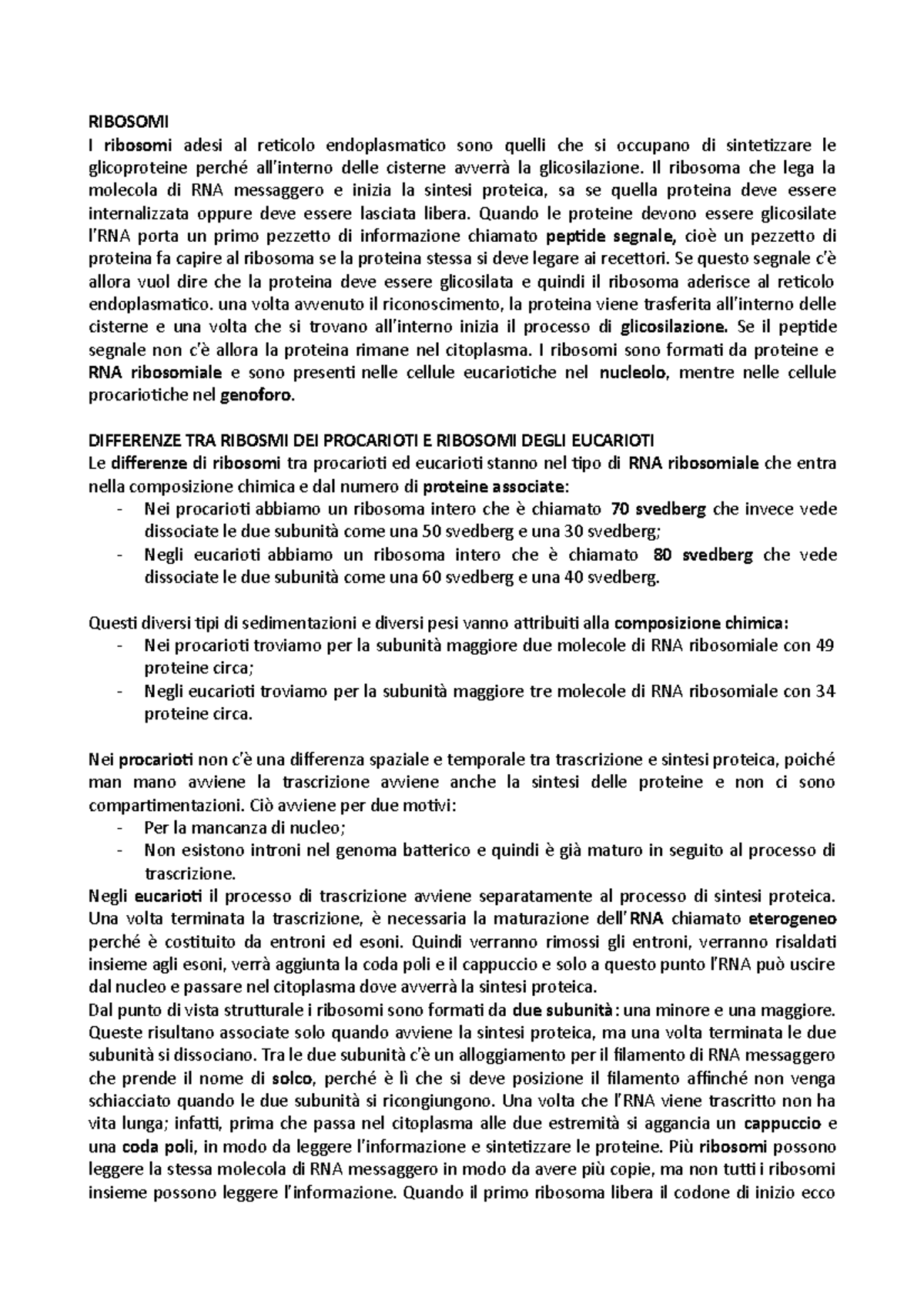 Ribosomi - Cosa sono, le funzioni, struttura - Citologia e istologia ...