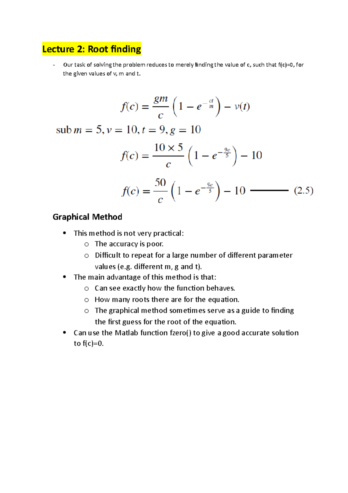 Lecture 2 - Lecture 2: Root finding Our task of solving the problem ...