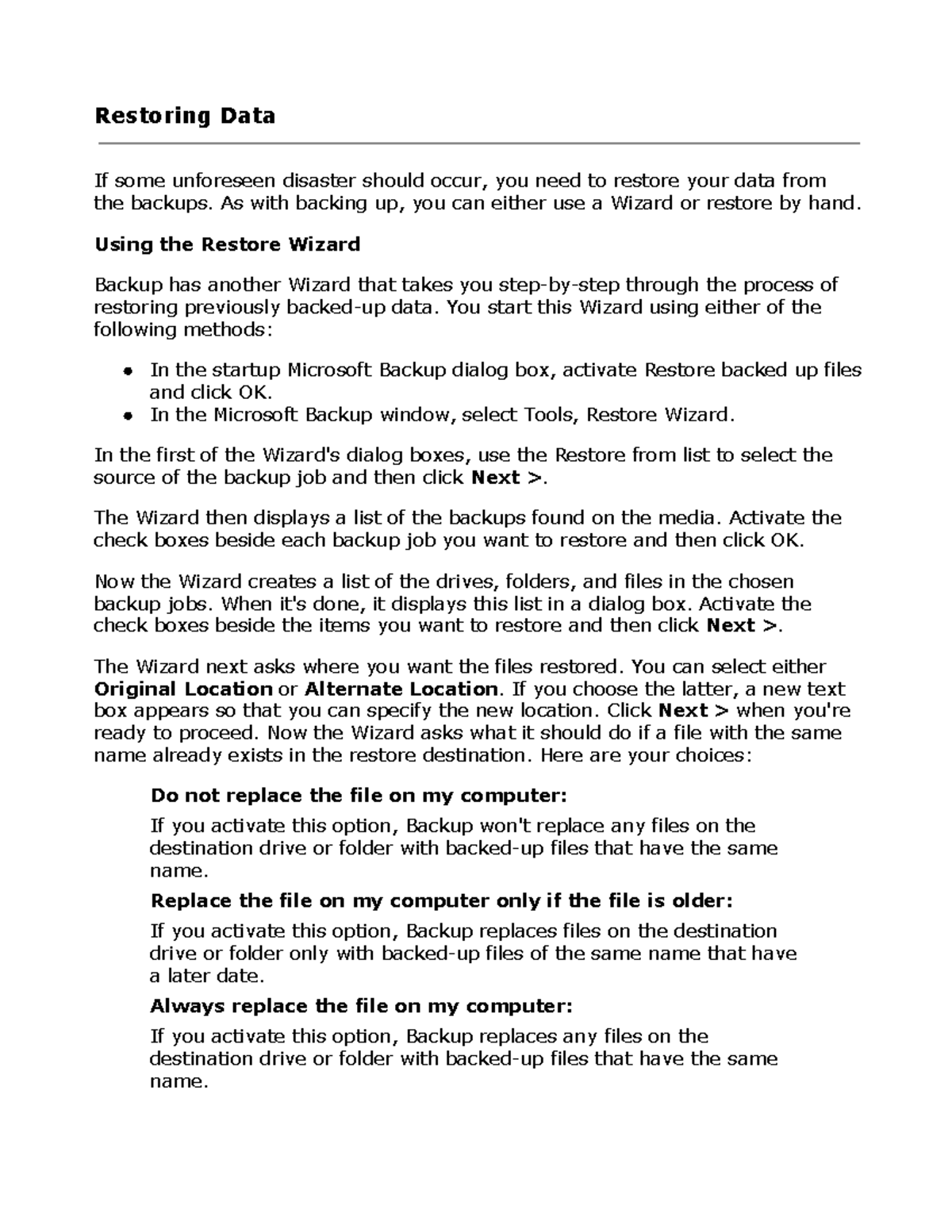 Restoring Data Linux Installation And Configuration Lecture Notes Restoring Data If Some