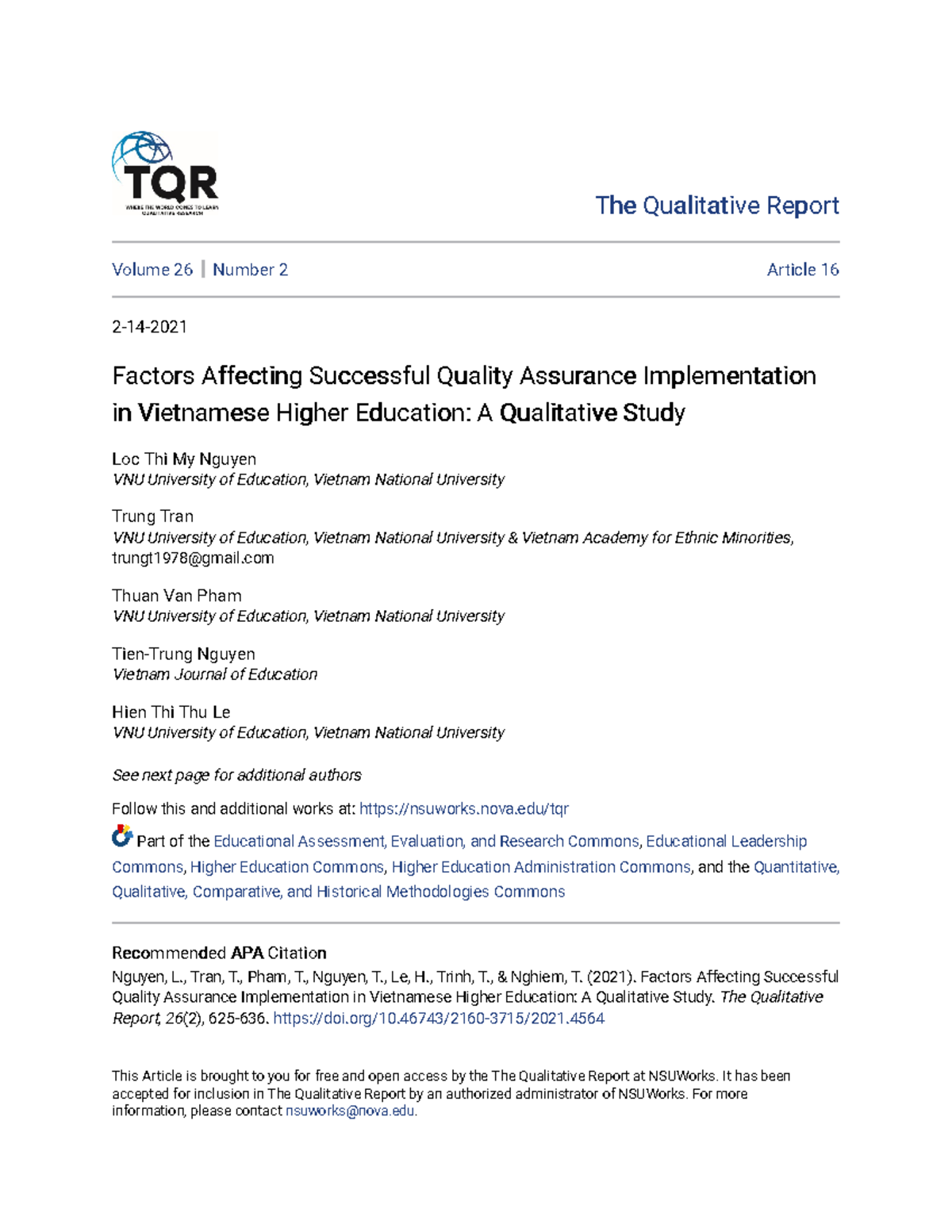 Factors Affecting Successful Quality Assurance Implementation in - The ...