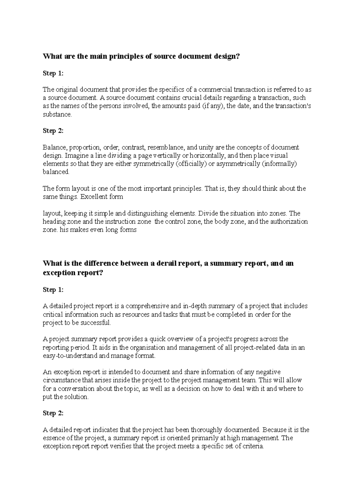 What are the main principles of source document design - A source ...