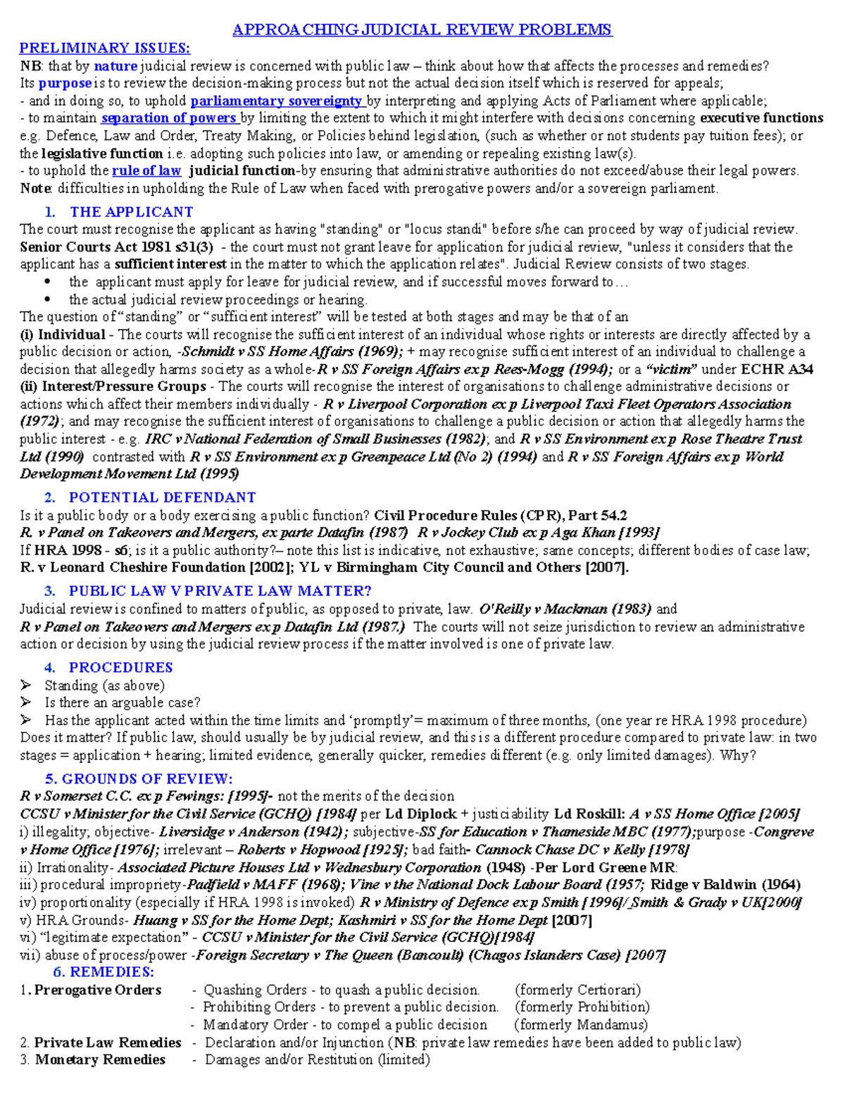 Judical Review Problems - APPROACHING JUDICIAL REVIEW PROBLEMS ...