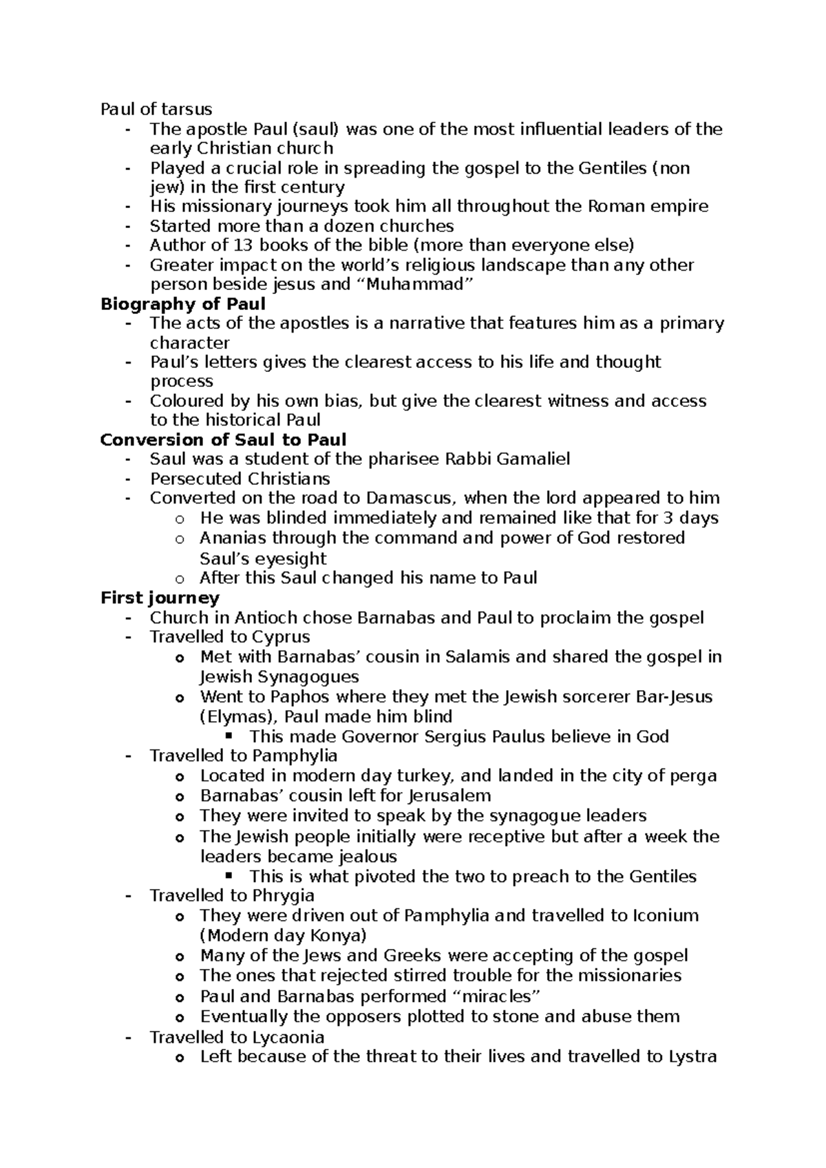 Paul of Tarsus Notes - Paul of tarsus - The apostle Paul (saul) was one ...