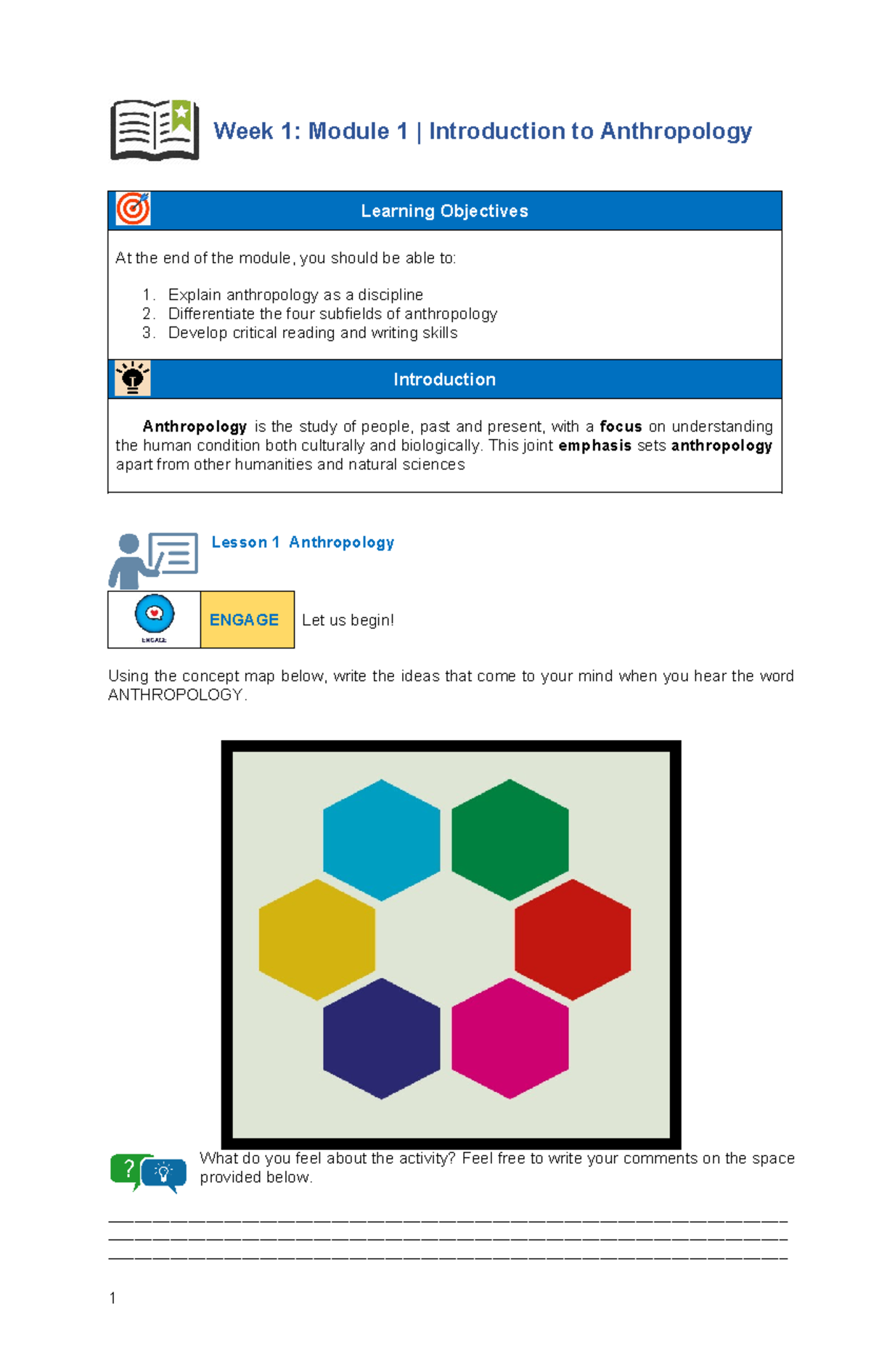 Module-1-Intro Anthropology - Week 1: Module 1 | Introduction to ...