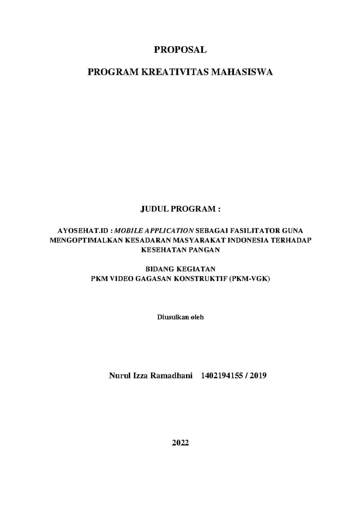 Proposal Program Kreativitas Mahasiswa - PROPOSAL PROGRAM KREATIVITAS MAHASISWA JUDUL PROGRAM ...