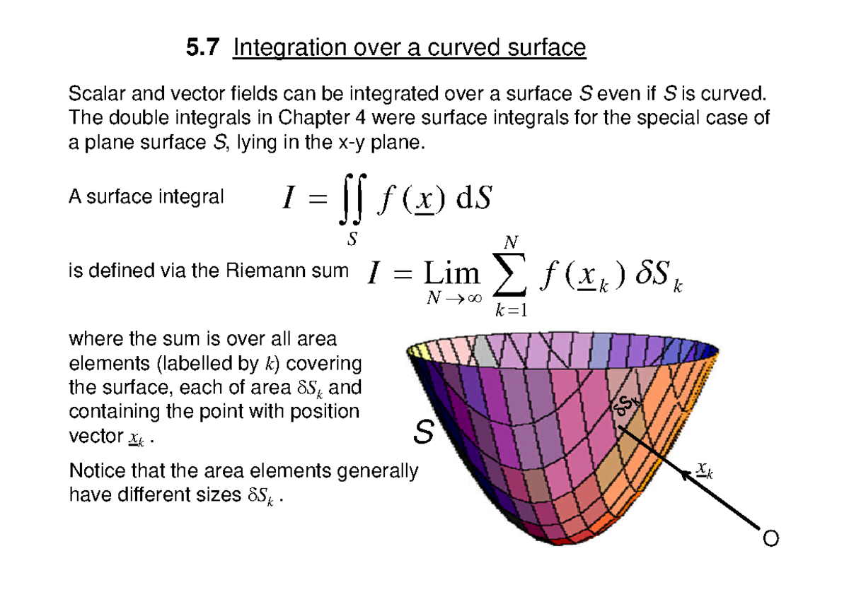 5.7 (HO L20) Integration over a curved surface - S 5 Integration over a ...