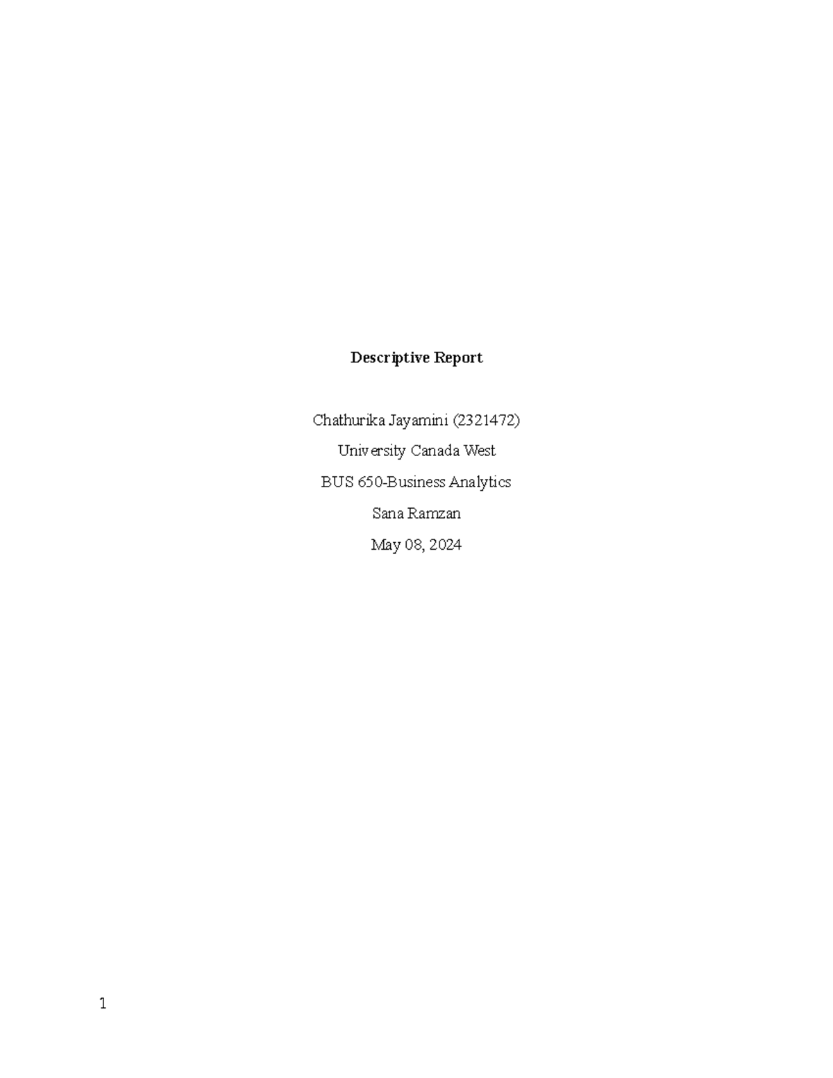 Descriptive Report - First individual Assignment - Descriptive Report ...