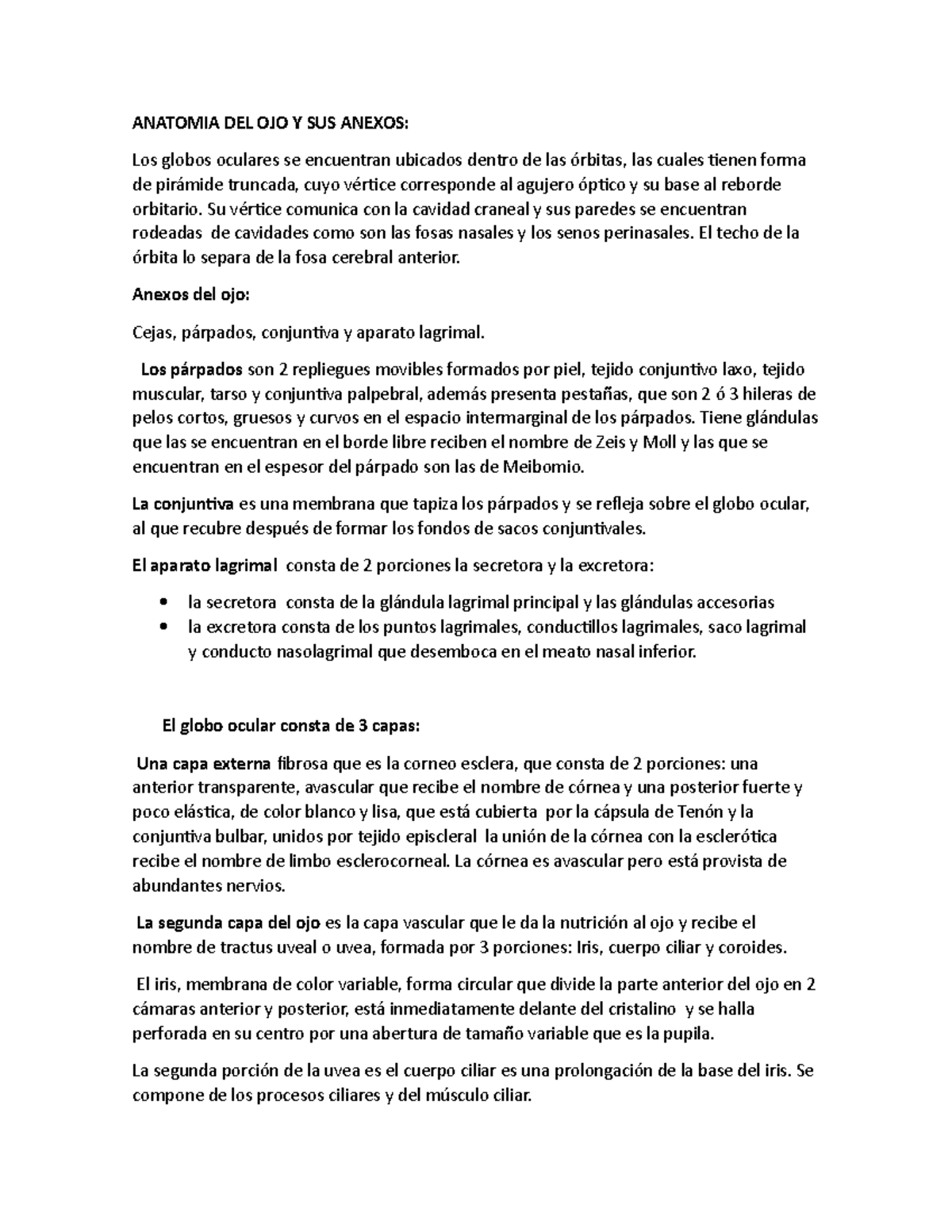 Anatomia DEL OJO Y SUS Anexos - ANATOMIA DEL OJO Y SUS ANEXOS: Los ...
