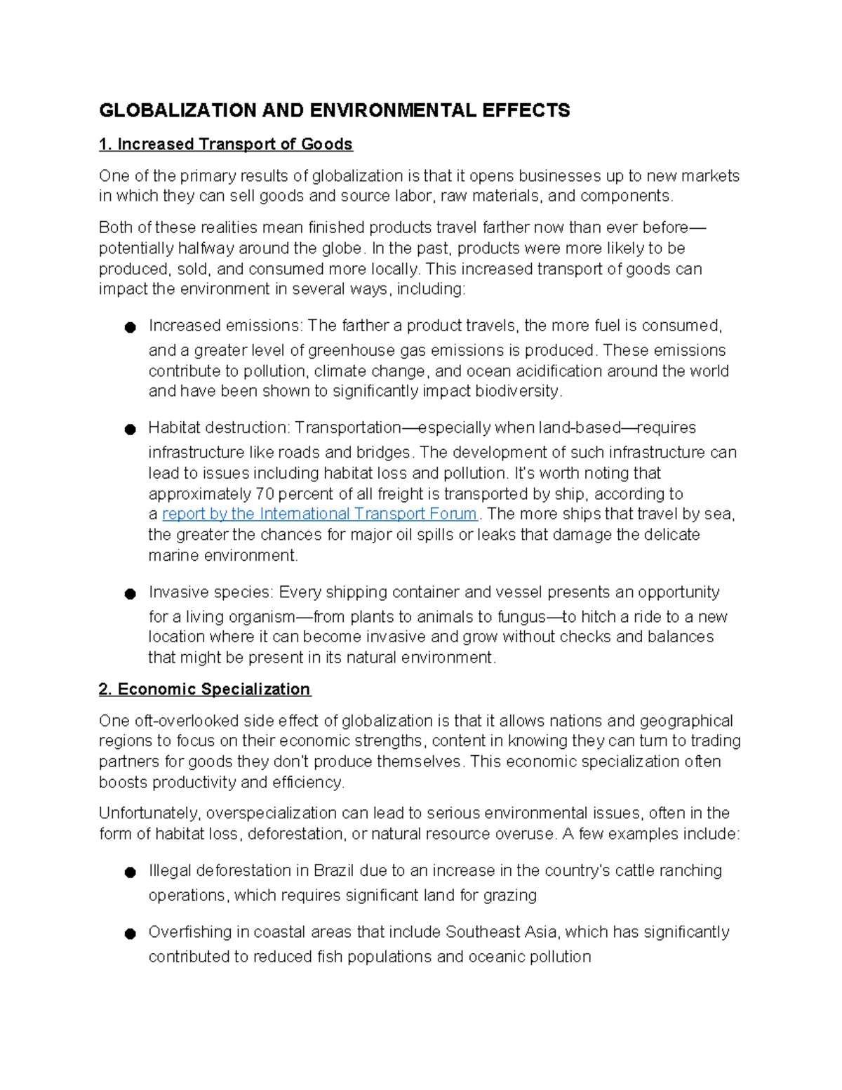 Globalization AND Environmental Effects - GLOBALIZATION AND ...