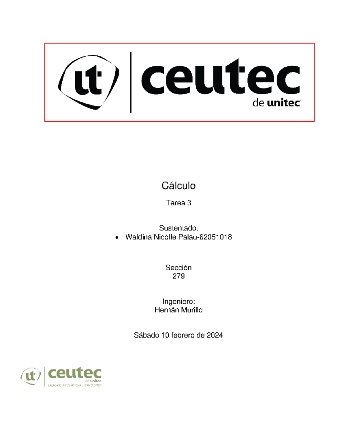 Tarea 3 Calculo - Cálculo I - Cálculo Tarea 3 Sustentado: Waldina ...