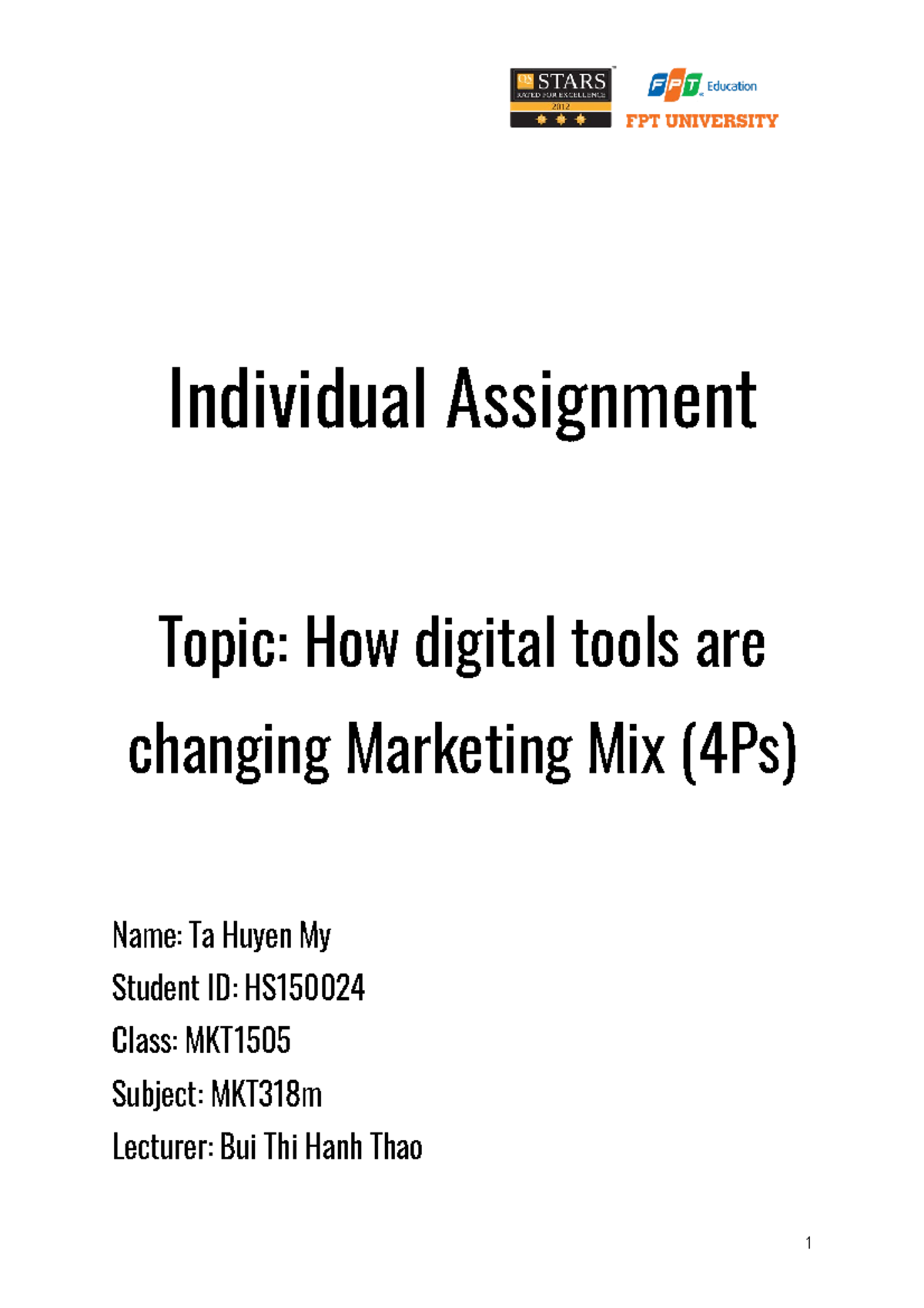 Individual Assignment How Digital Tools are Changing Marketing Mix ...
