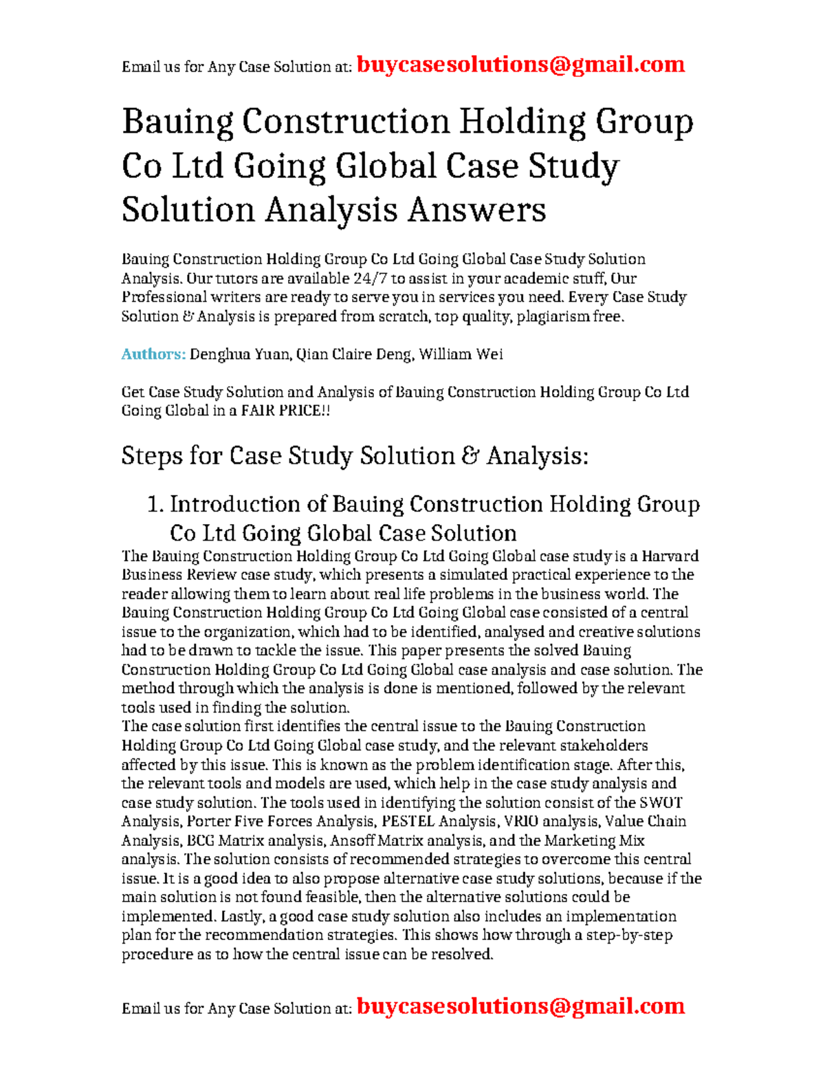 Case Solution Bauing Construction Holding Group Co Ltd Going Global ...
