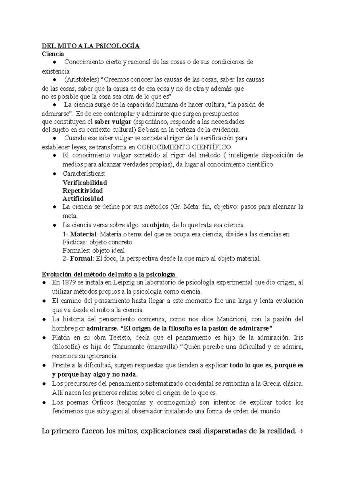 Psicologia Y Filosofia - DEL MITO A LA PSICOLOGÍA Ciencia Conocimiento ...