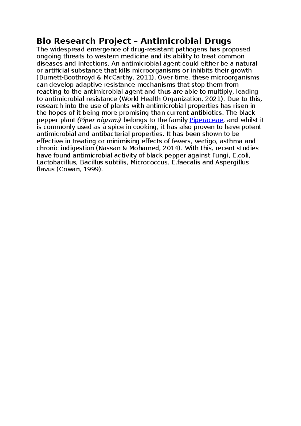 Antimicrobial Project Peer Assessed Introduction - Bio Research Project ...