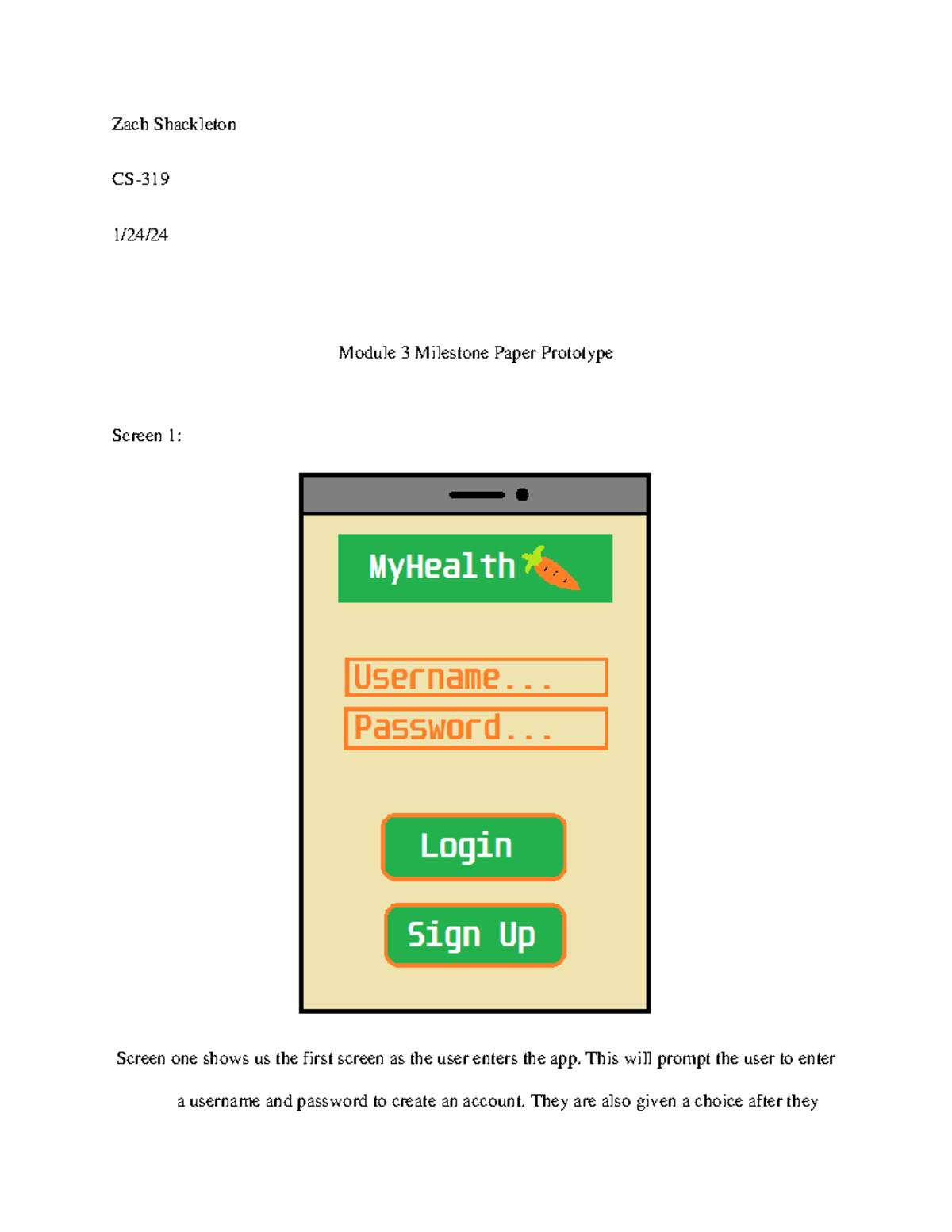 Module 3 Paper Prototype - Zach Shackleton CS- 319 1/24/ Module 3 ...