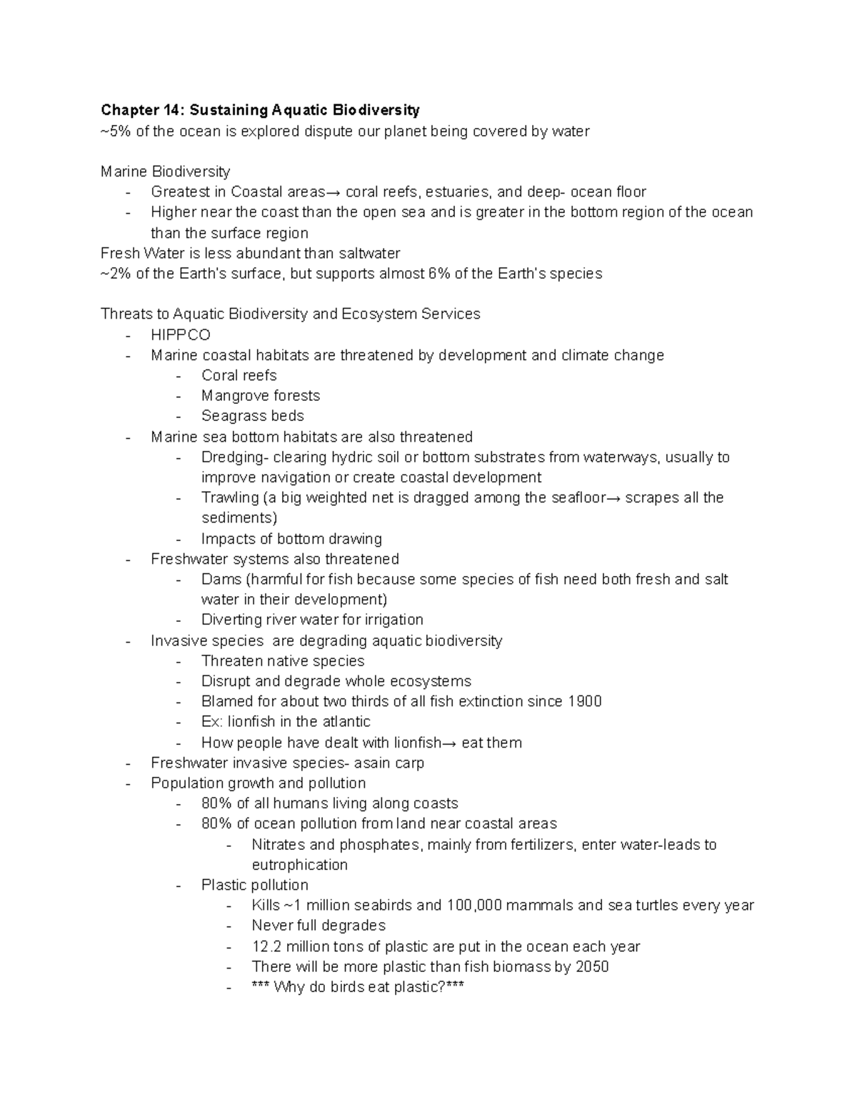 Chp 14. Sustaining Aquatic Biodiversity - Chapter 14: Sustaining ...
