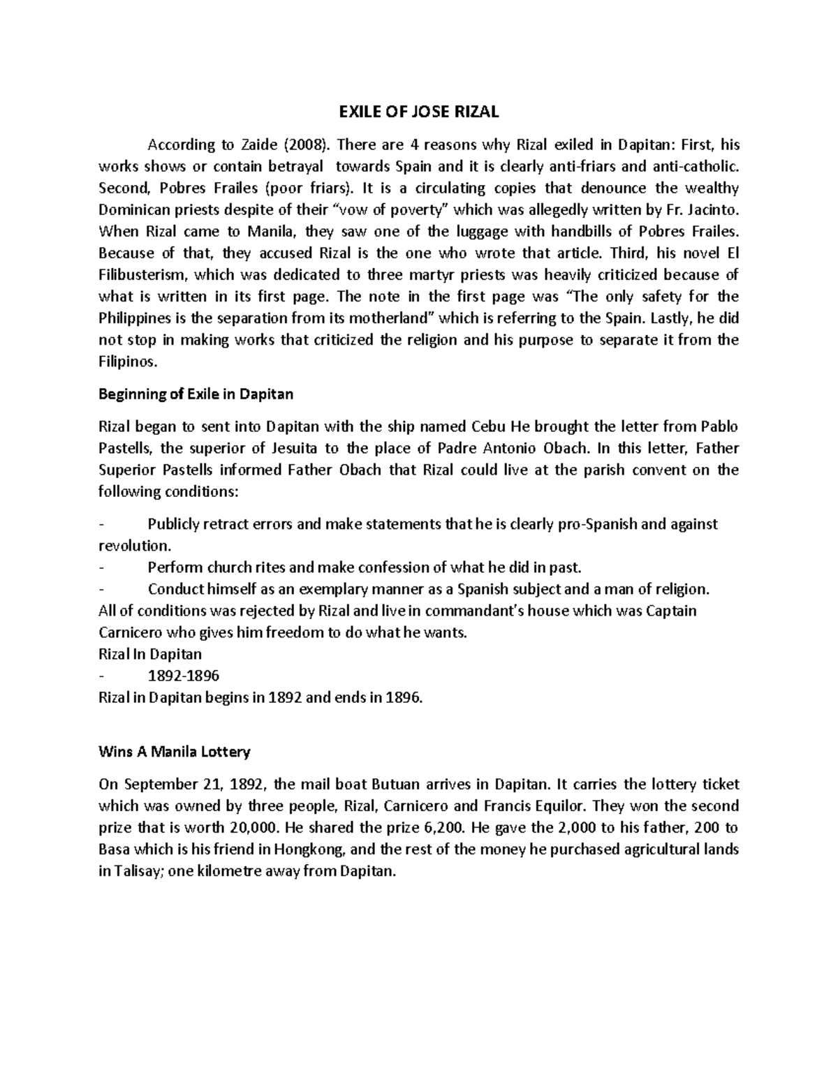 Module no.4 Exile, Trial and Death of Jose Rizal - EXILE OF JOSE RIZAL ...