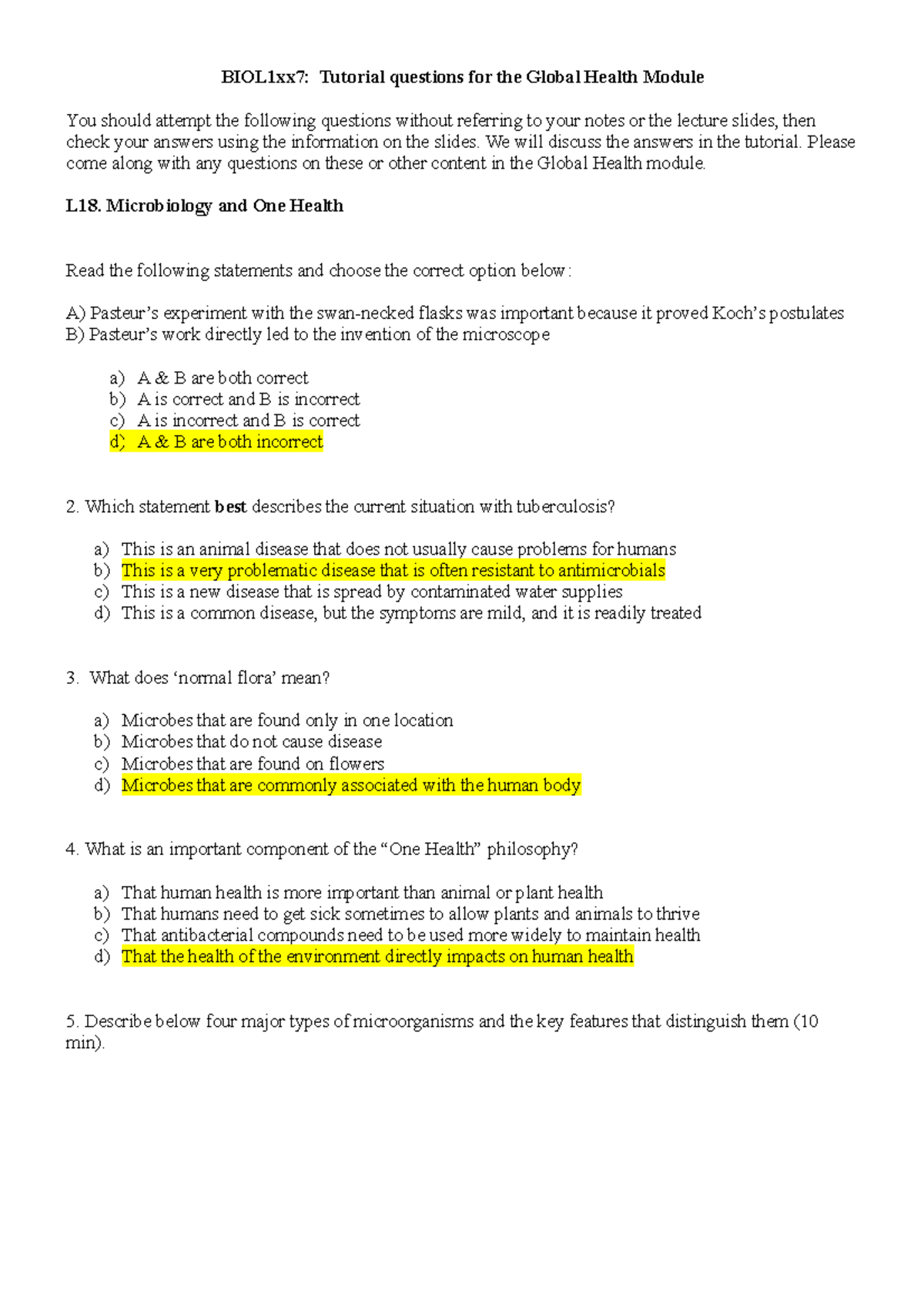 Practice questions Module 3 2022 - BIOL1xx7: Tutorial questions for the ...