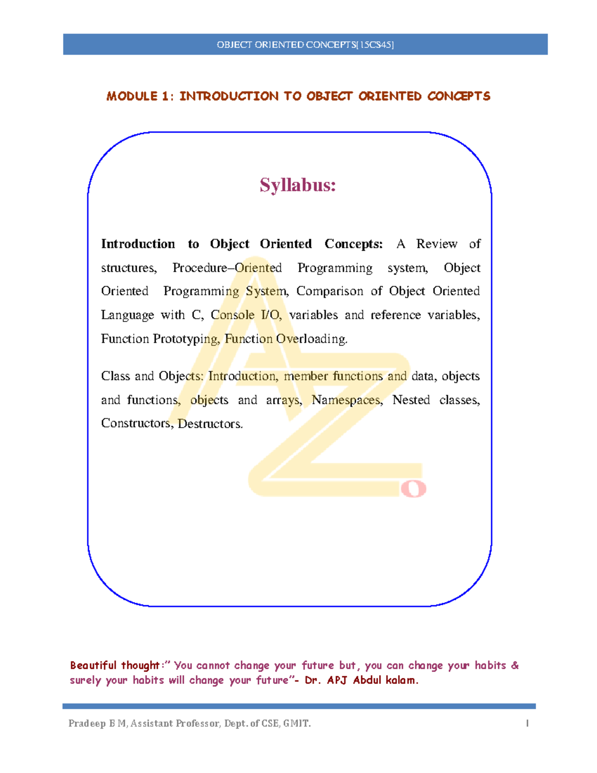OOC Mod1@Az Documents - gtgerg - MODULE 1: INTRODUCTION TO OBJECT ...