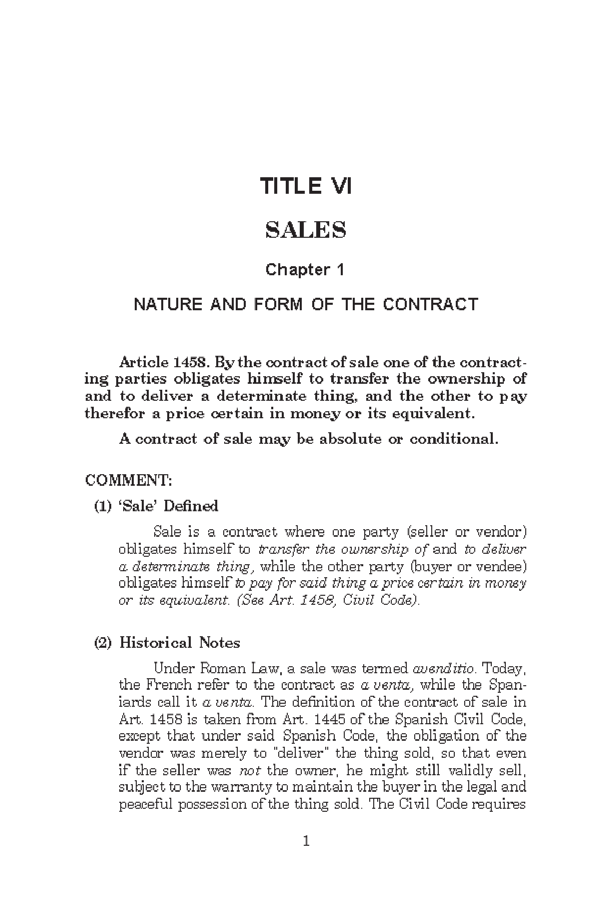 civil code paras reviewer - 1 CIVIL CODE OF THE PHILIPPINES TITLE Vl ...