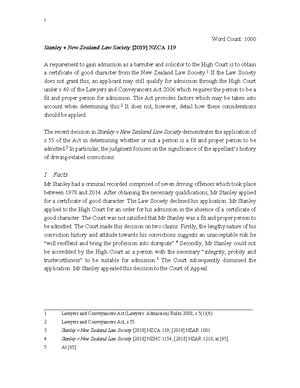 Written Submissions - IN THE MOOT HIGH COURT OF NEW ZEALAND WELLINGTON ...