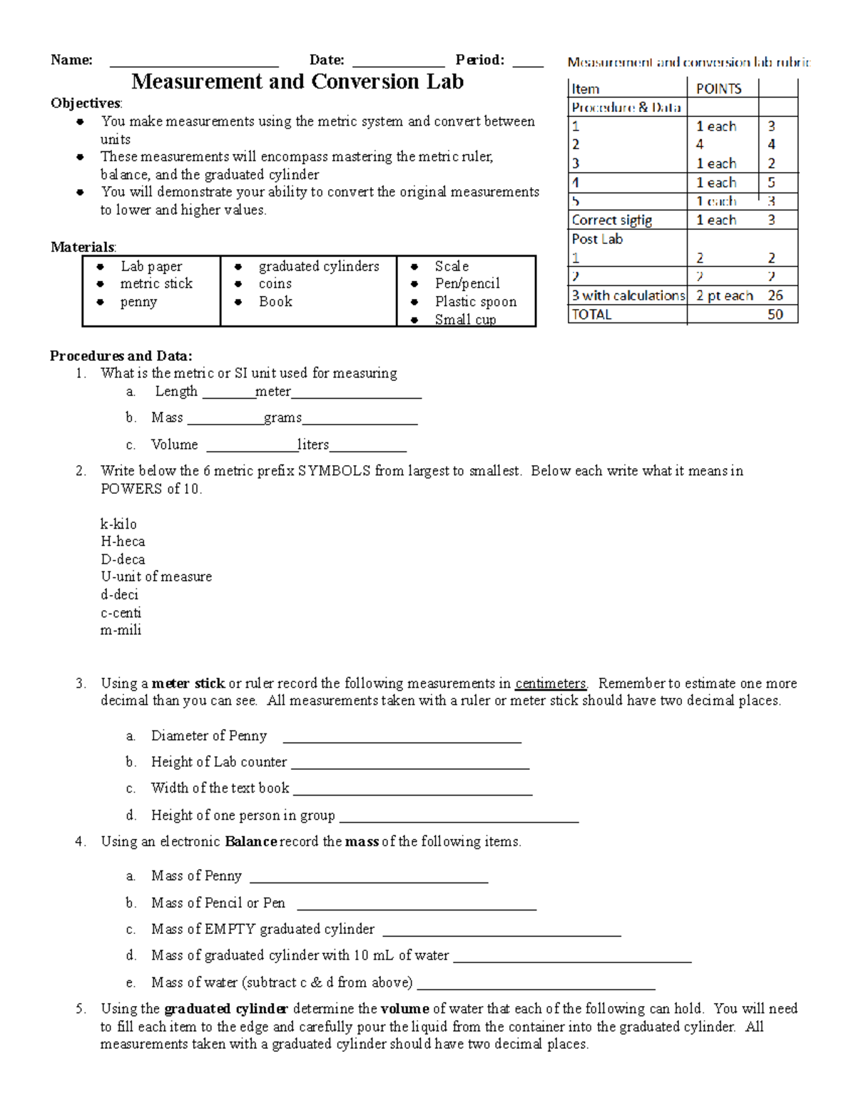 Copy of Measurement and Conversion Lab.docx - Google Docs - Name ...