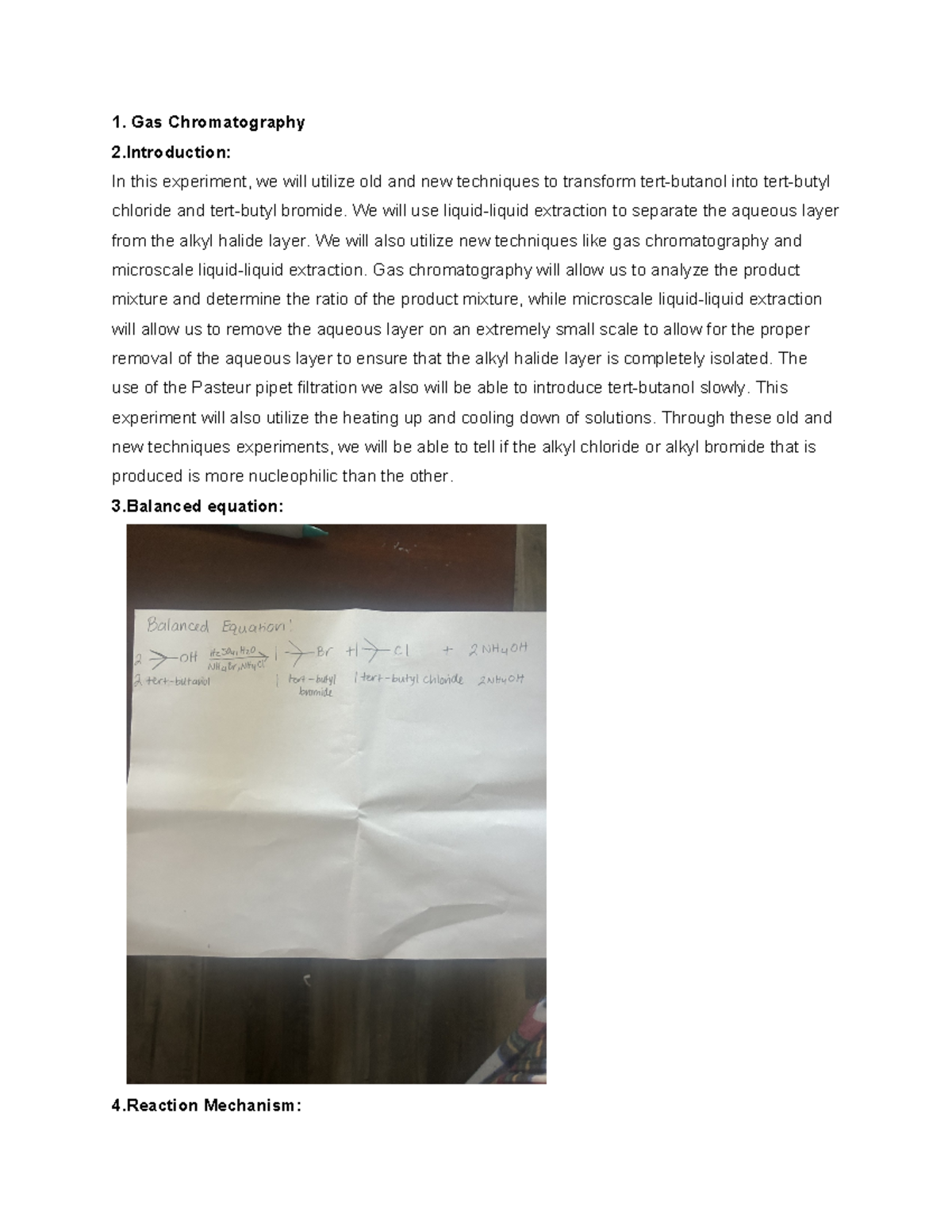 Lab 9 - Lab Work Lab 9 - 1. Gas Chromatography 2: In this experiment ...