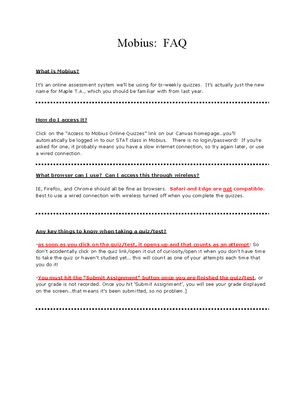 Mobius FAQ - Hope it helps - Mobius: FAQ What is Mobius? It’s an online ...