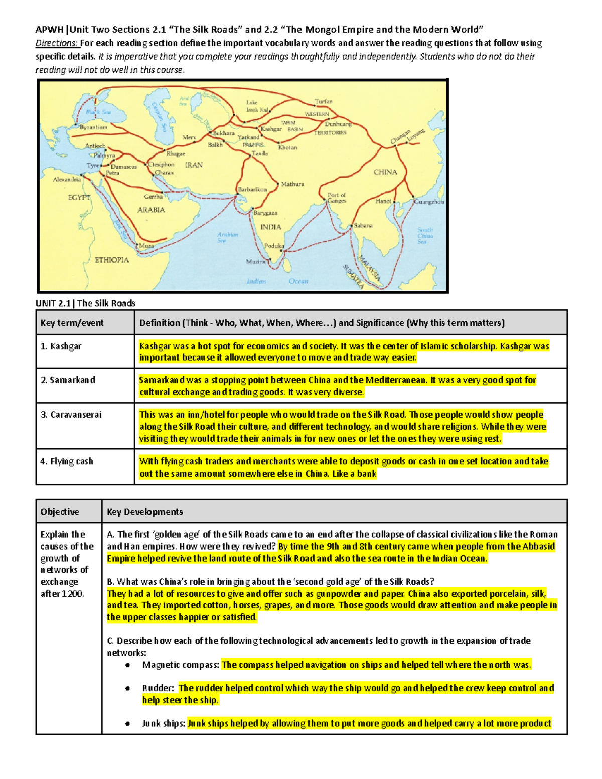 Jhanyah Strong - Unit 2 Reading Guide - 6995924 - APWH|Unit Two ...