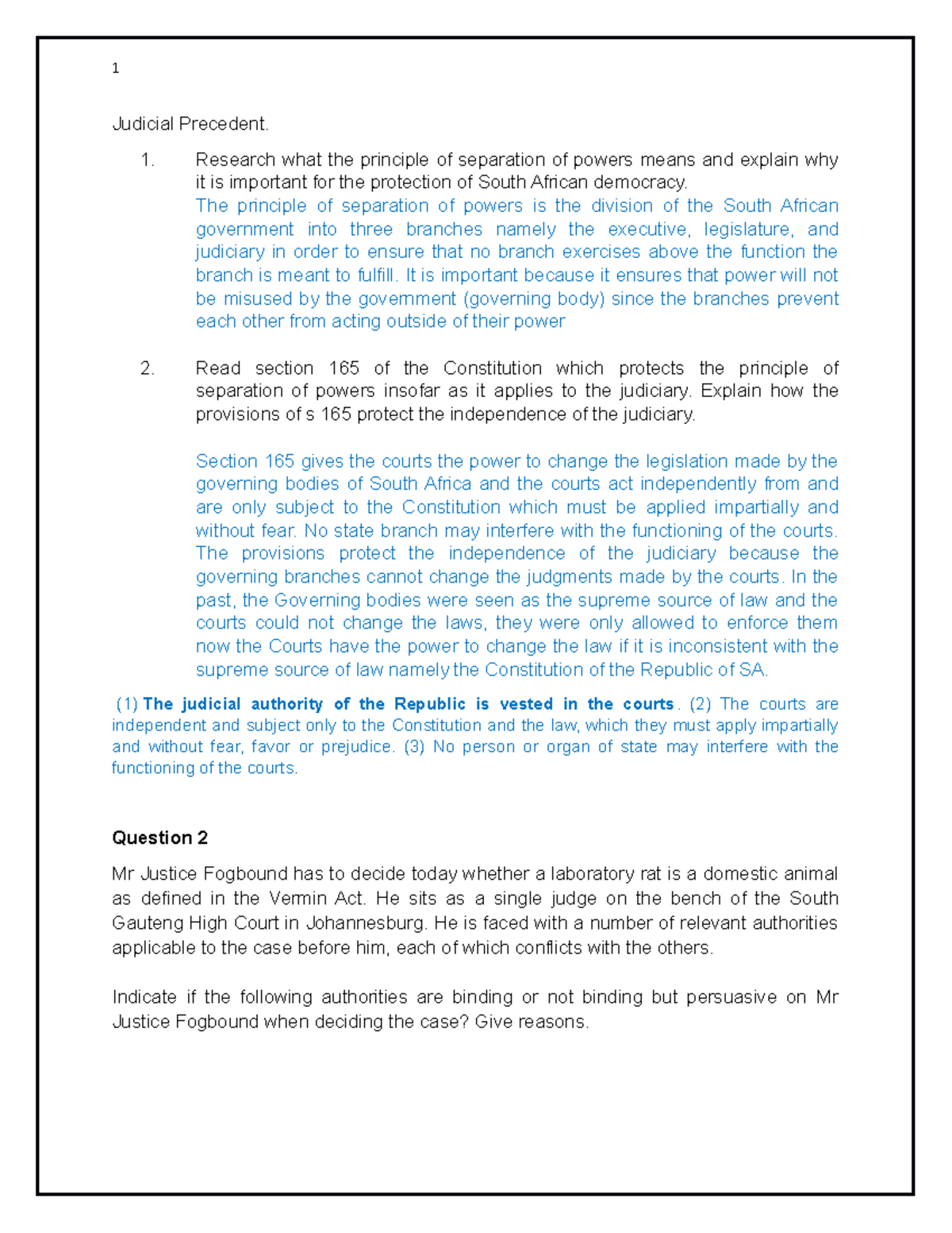 Judicial Precedent - Research what the principle of separation of ...
