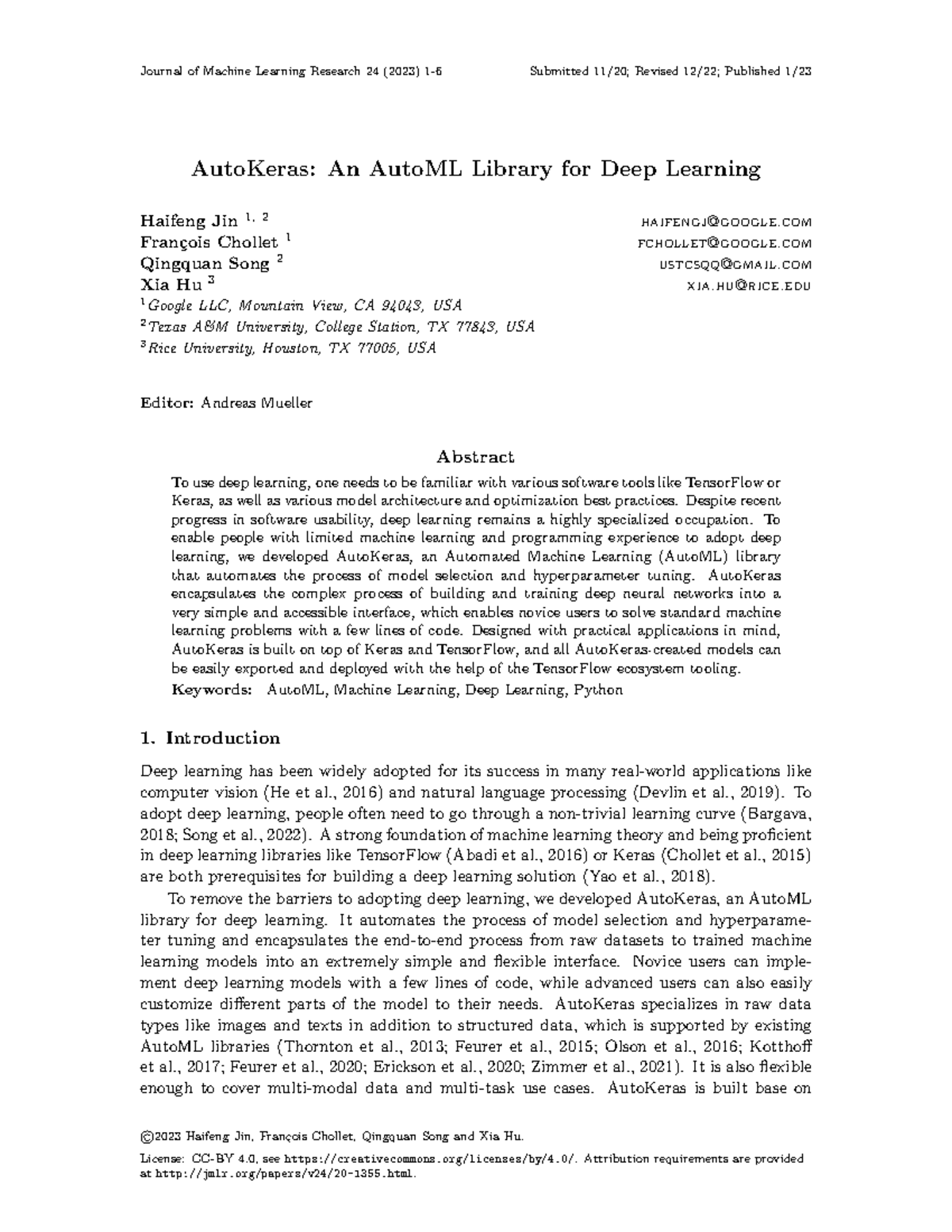 Research Paper on ML - Journal of Machine Learning Research 24 (2023) 1 ...